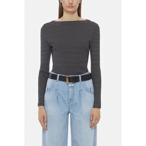 Closed | Tops | New Closed High Neck Long Sleeve Top In Black Stripe ...